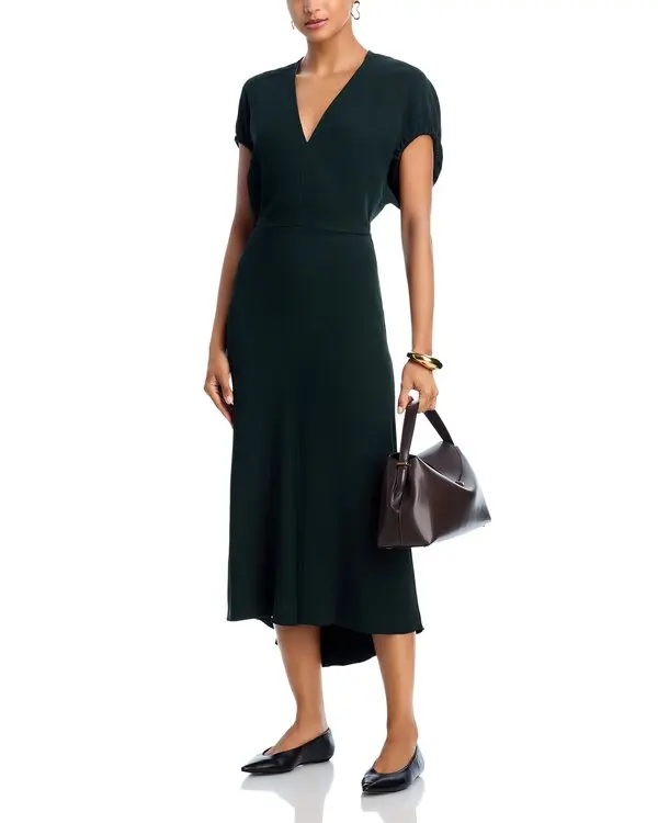 Victoria Beckham Blouson Midi Dress - Dark Pine