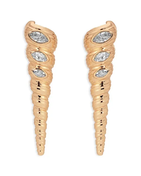 Ettika Cubic Zirconia Capri Shell Linear Drop Earrings - Gold