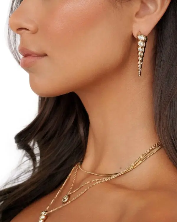 Ettika Cubic Zirconia Capri Shell Linear Drop Earrings - Gold