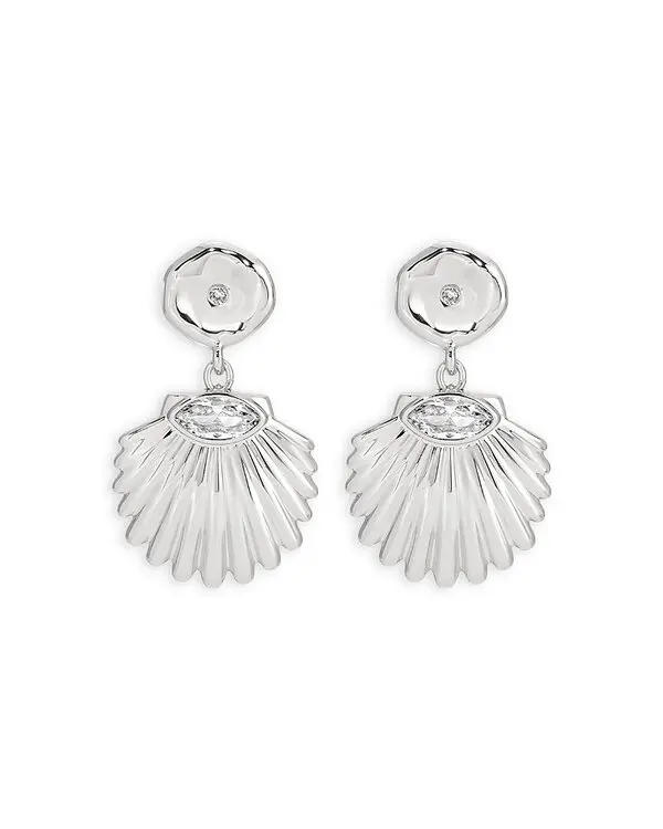 Ettika Santorini Cubic Zirconia Shell Drop Earrings - Silver