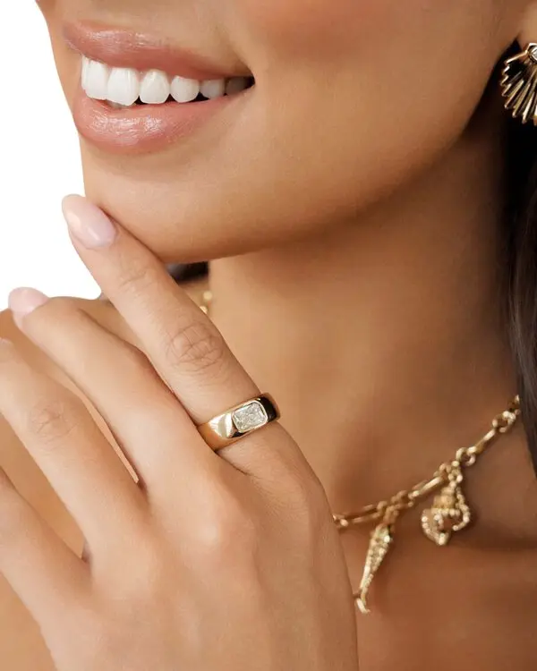 Ettika Treasure Emerald Cut Cubic Zirconia Band Ring - Gold