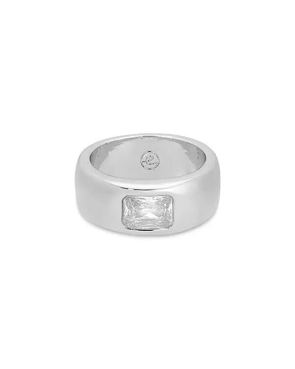 Ettika Treasure Emerald Cut Cubic Zirconia Band Ring - Silver