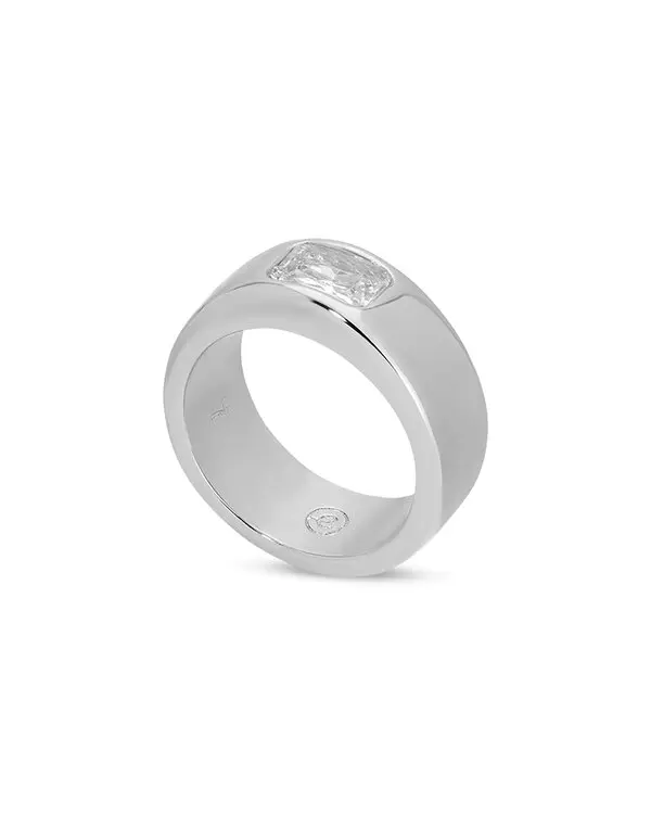 Ettika Treasure Emerald Cut Cubic Zirconia Band Ring - Silver