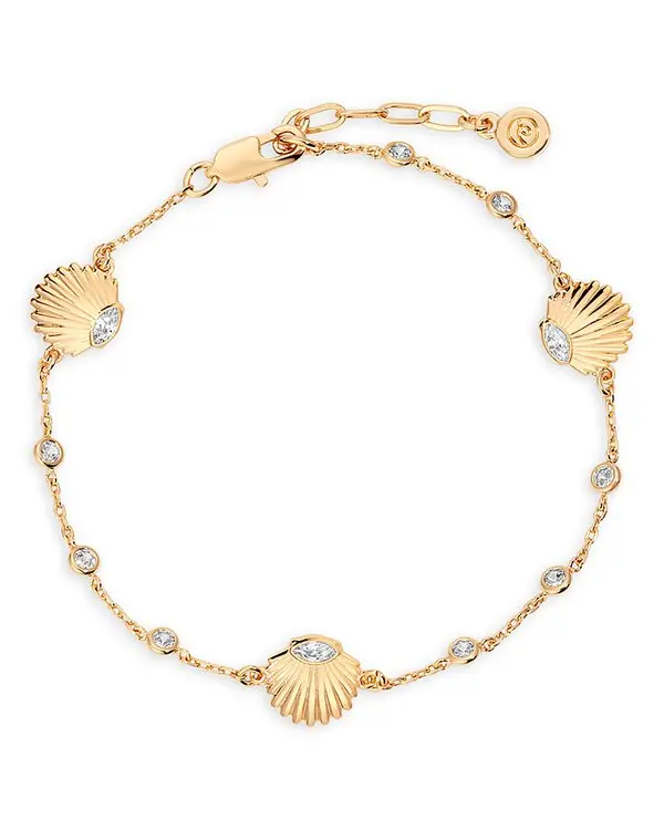 Ettika Santorini Cubic Zirconia Shell Anklet - Gold