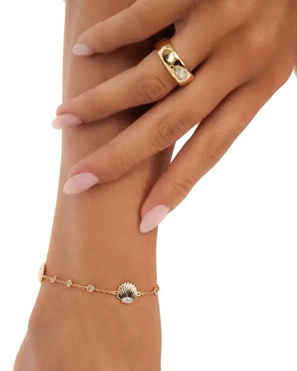 Ettika Santorini Cubic Zirconia Shell Anklet - Gold