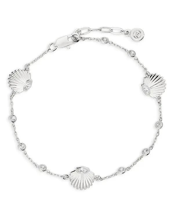 Ettika Santorini Cubic Zirconia Shell Anklet - Silver