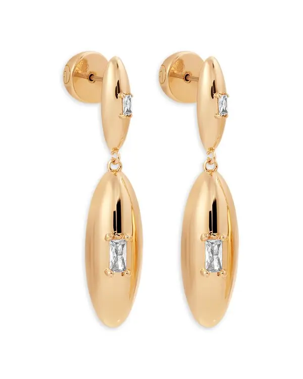 Ettika Baguette Cubic Zirconia Oval Dome Double Drop Earrings