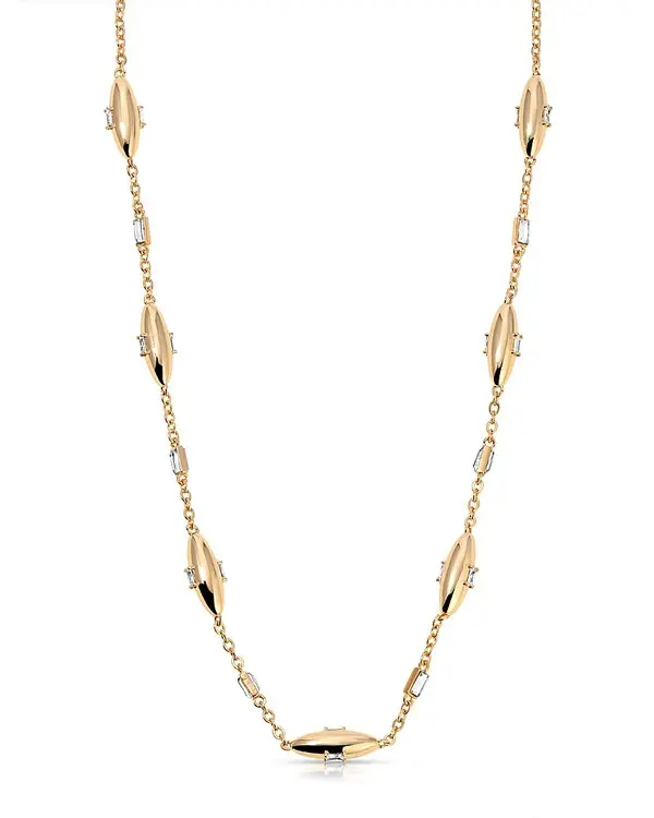Ettika Baguette Crystal Oval Dome Chain Necklace - Gold