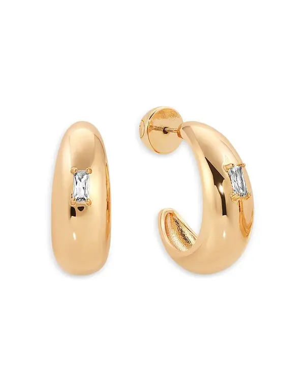 Ettika Baguette Cubic Zirconia Dome Hoop Earrings - Gold
