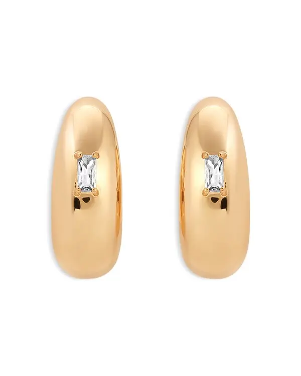 Ettika Baguette Cubic Zirconia Dome Hoop Earrings