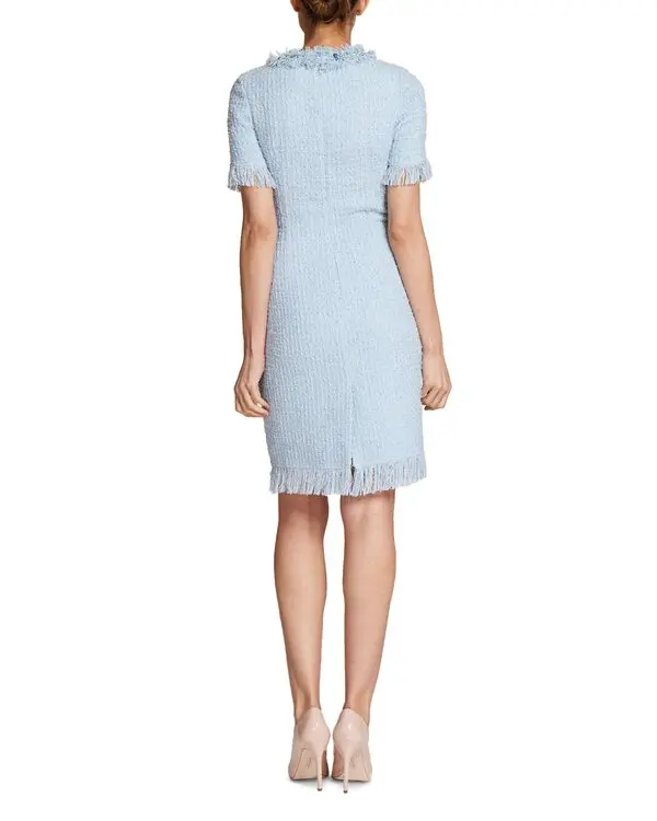 Rickie Freeman For Teri Jon Beaded Fringe Tweed Dress