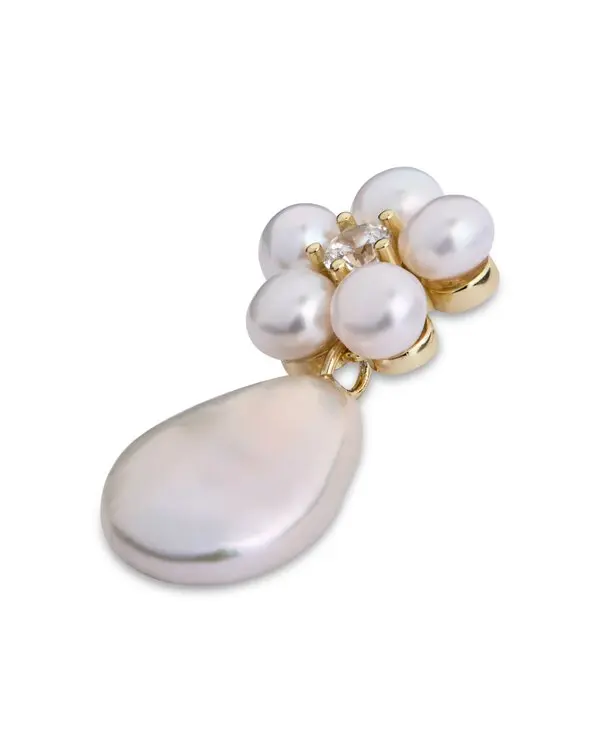 Shashi Cultured Freshwater Pearl Flower Drop Earrings - Gold