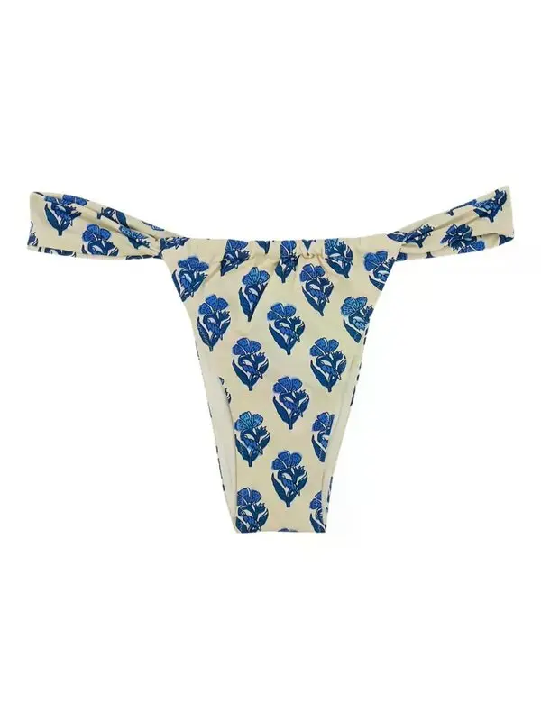 MC2 SAINT BARTH Floral-print Bikini Bottom - Neutrals