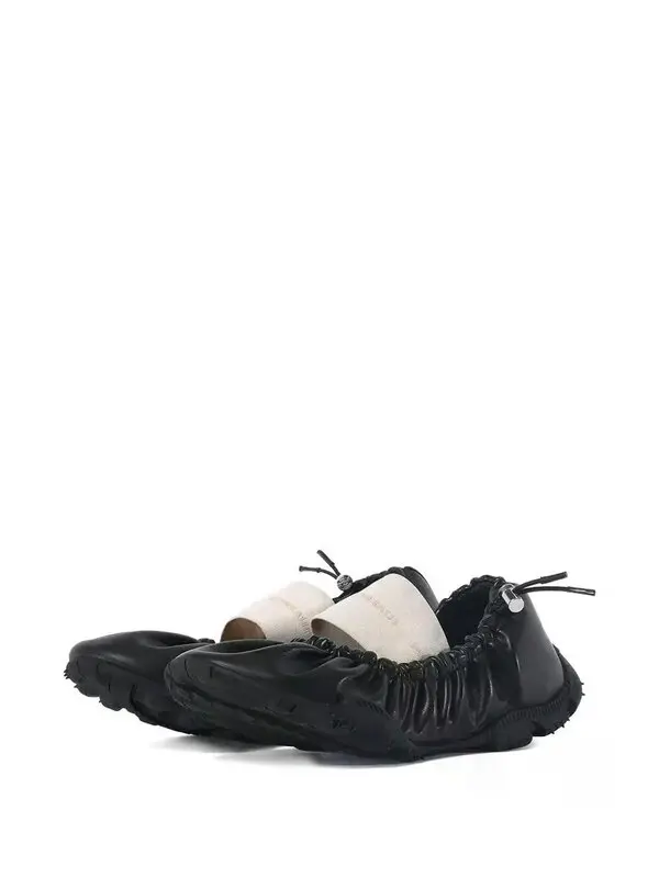ROMBAUT Ruched Leather Ballet Flats - Black