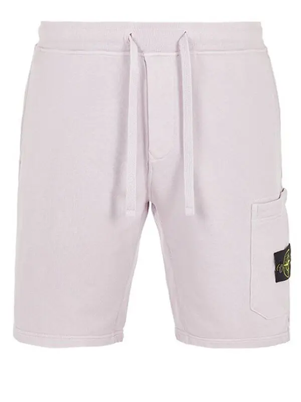 Stone Island Cotton Fleece Garment Dyed Shorts - White