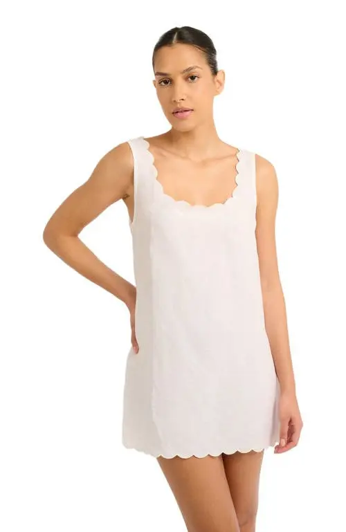 Onia Air Linen Scallop Shift Mini Dress