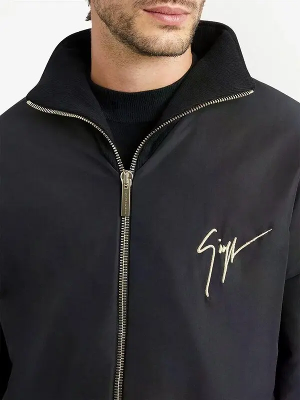 GIUSEPPE ZANOTTI Embroidered-logo Zip-up Bomber Jacket