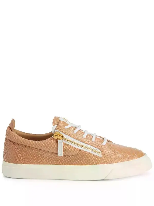 GIUSEPPE ZANOTTI Gail Snakeskin-effect Leather Sneakers - Orange
