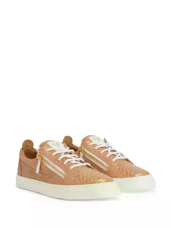 GIUSEPPE ZANOTTI Gail Snakeskin-effect Leather Sneakers - Orange