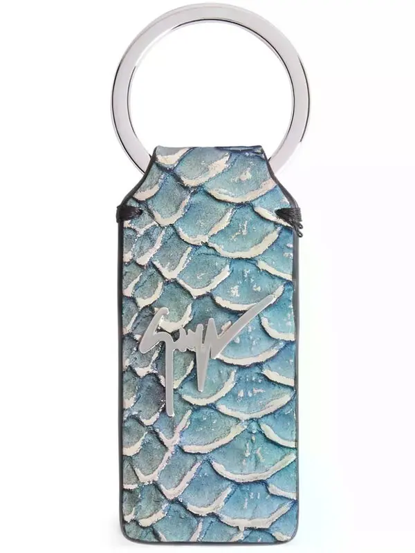 GIUSEPPE ZANOTTI Bernaard Leather Keyring - Blue
