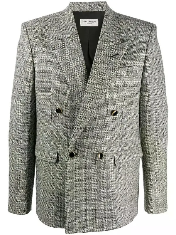 Saint Laurent Deconstructed Check Double-breasted Blazer