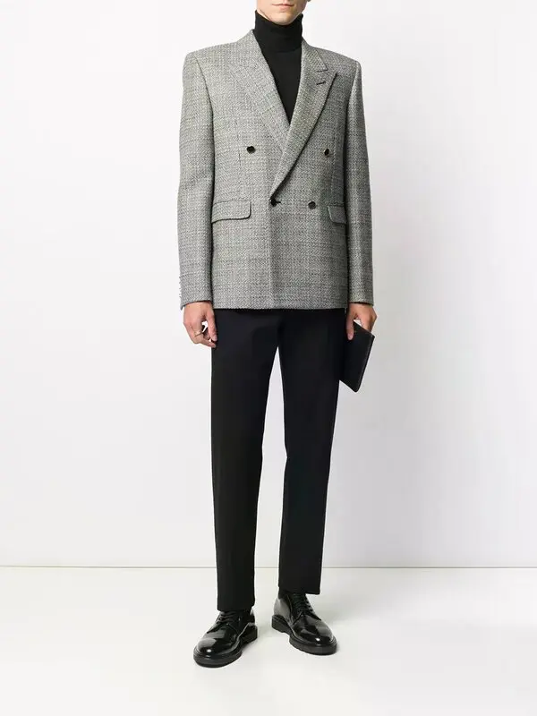 Saint Laurent Deconstructed Check Double-breasted Blazer