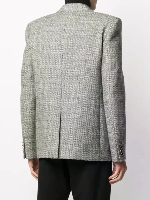Saint Laurent Deconstructed Check Double-breasted Blazer