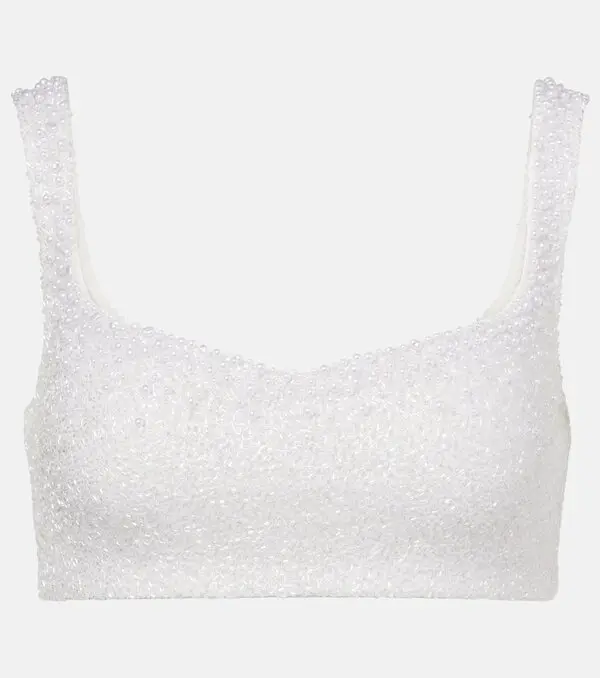 CLIO PEPPIATT Venus Embellished Bra Top - White