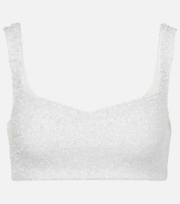 CLIO PEPPIATT Venus Embellished Bra Top - White