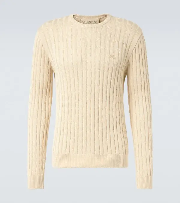 Valentino Garavani Vlogo Cable-knit Cotton Sweater