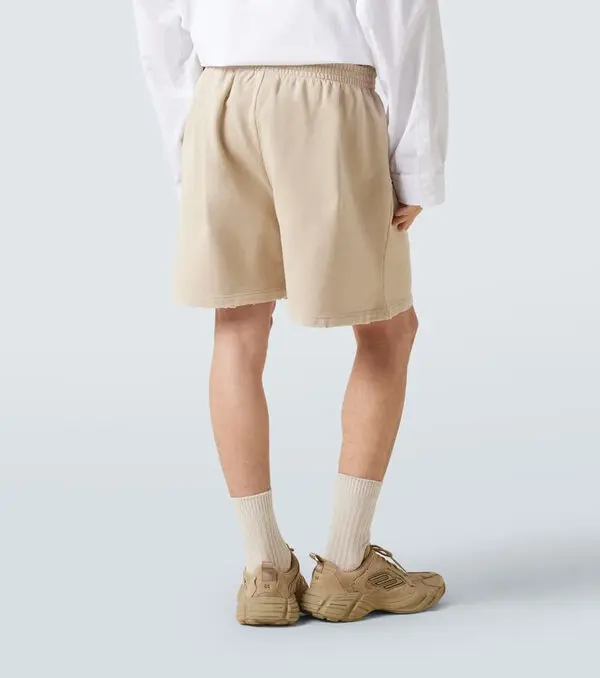 Balenciaga Distressed Logo Cotton Shorts