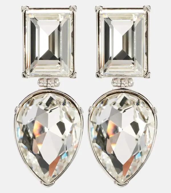 Alexander McQueen Crystal-embellished Drop Earrings - Silver