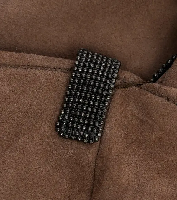 Brunello Cucinelli Monili Suede Gloves - Brown