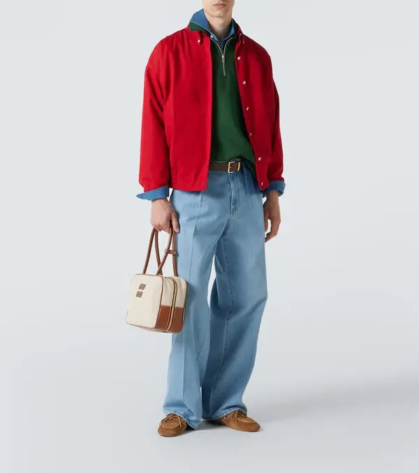 Miu Miu Leather-trimmed Canvas Tote Bag - Neutrals