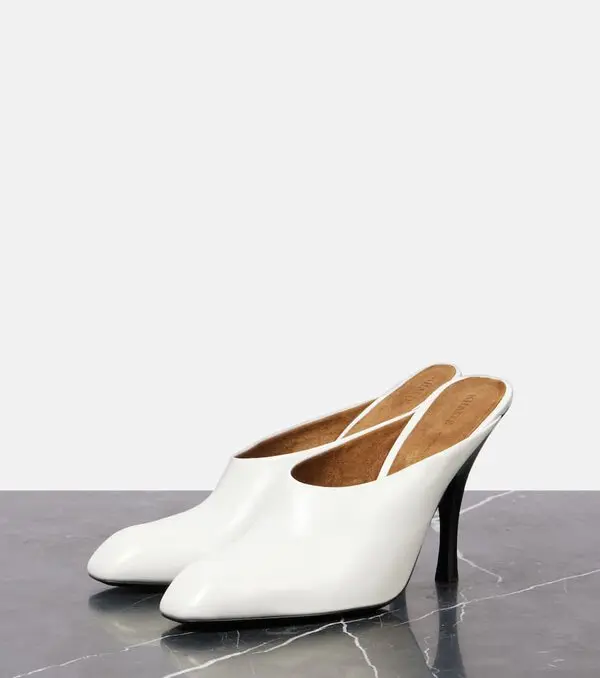Khaite Colt 100 Leather Mules - White