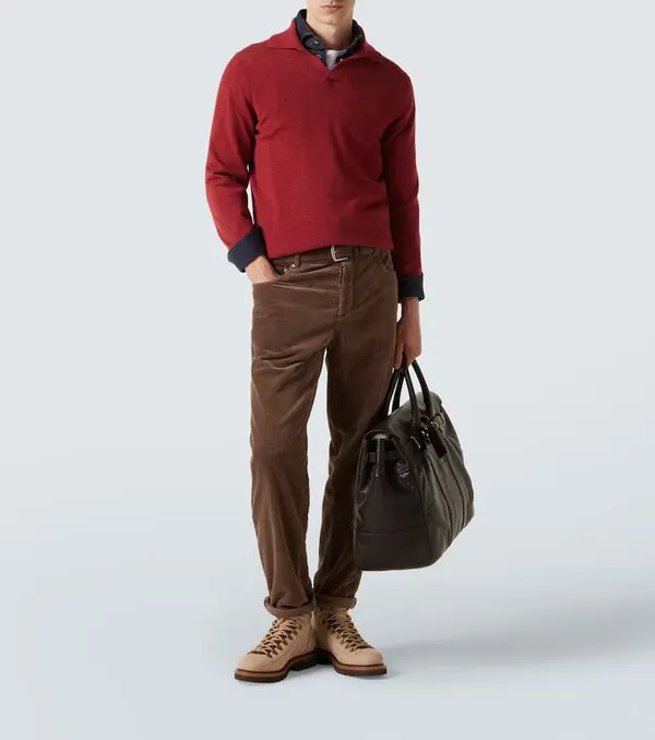 Brunello Cucinelli Cashmere Polo Sweater - Red