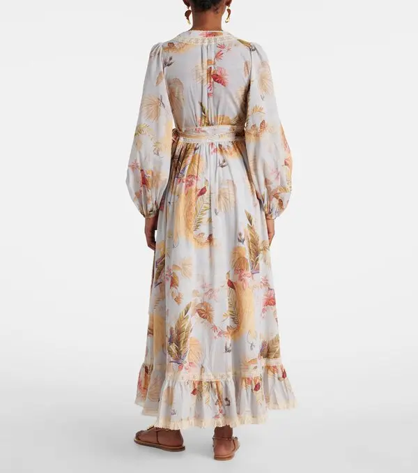 Zimmermann Ascension Floral Ruffled Cotton Midi Dress - Multicoloured