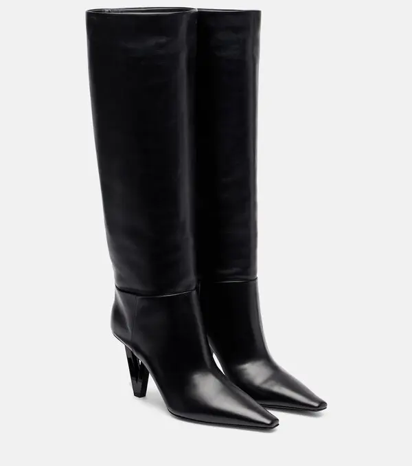 Versace 85 Leather Knee-high Boots - Black