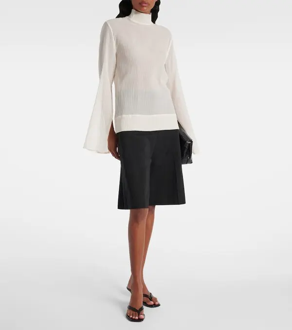 TOTEME Sheer Cotton And Silk Top - White