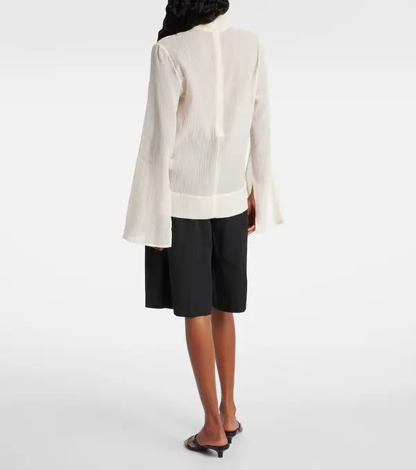 TOTEME Sheer Cotton And Silk Top - White