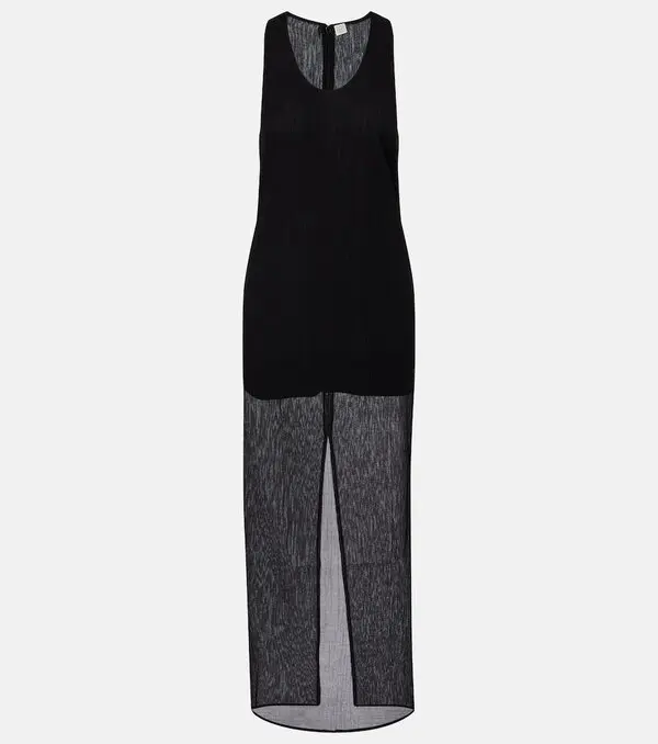 TOTEME Semi-sheer Cotton And Silk Maxi Dress - Black