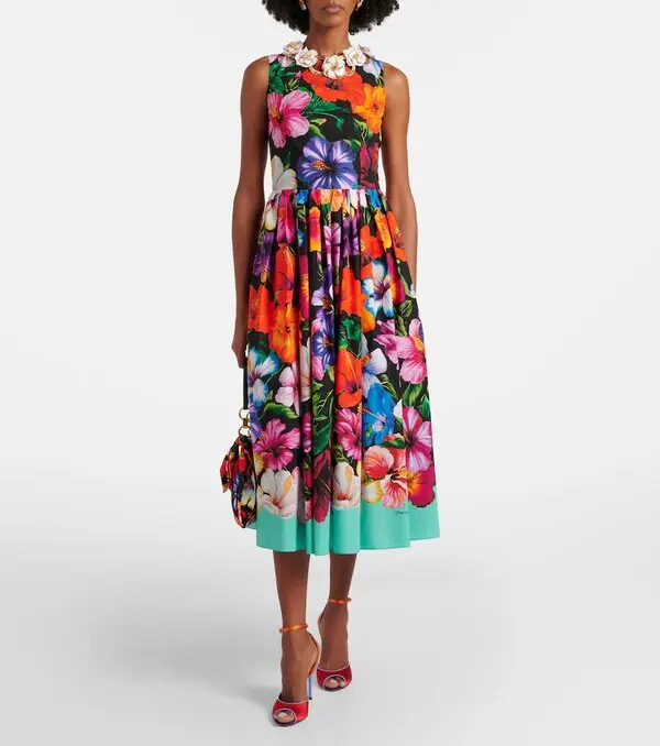 Dolce & Gabbana Floral Cotton Midi Dress - Multicoloured