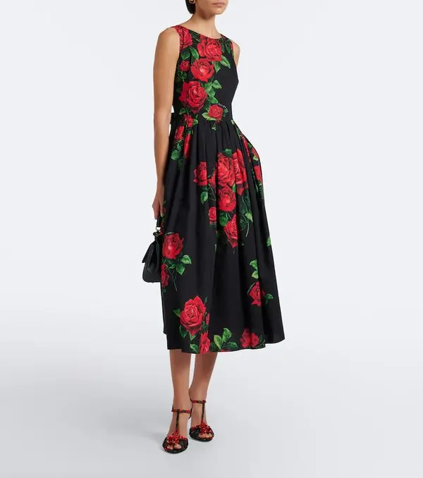 Dolce & Gabbana Floral Cotton Midi Dress - Multicoloured
