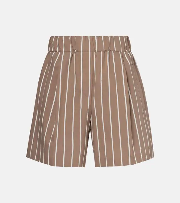 Brunello Cucinelli Striped Cotton-blend Bermuda Shorts - Brown