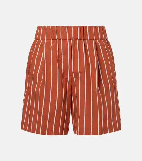 Brunello Cucinelli Striped Cotton-blend Bermuda Shorts - Orange