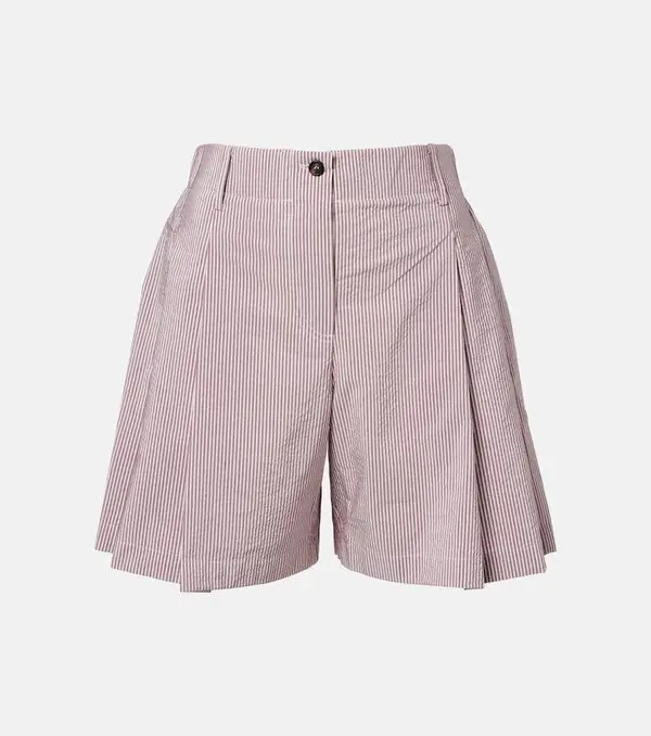 Brunello Cucinelli Striped Cotton-blend Bermuda Shorts - Purple