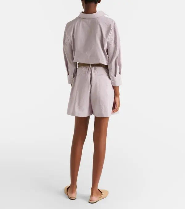 Brunello Cucinelli Striped Cotton-blend Bermuda Shorts - Purple