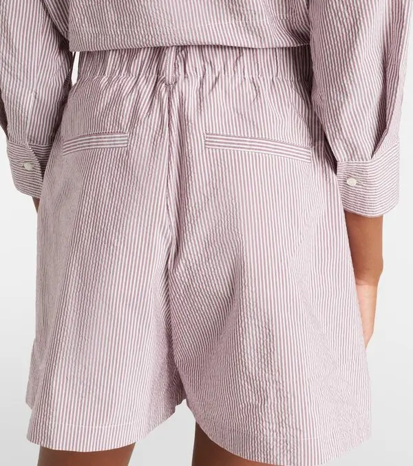 Brunello Cucinelli Striped Cotton-blend Bermuda Shorts - Purple