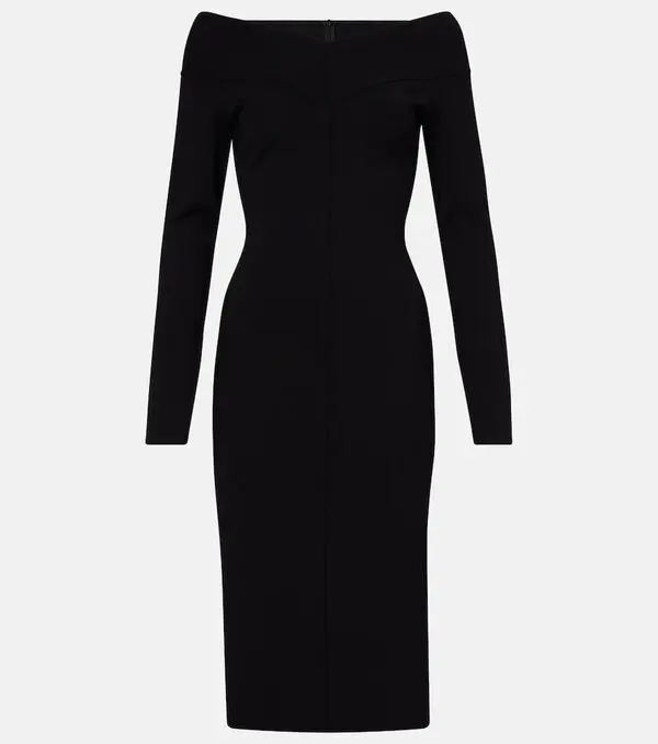 Stella McCartney Off-shoulder Jersey Midi Dress - Black