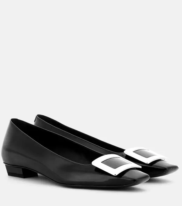 ROGER VIVIER Belle Vivier Patent Leather Ballet Flats - Black